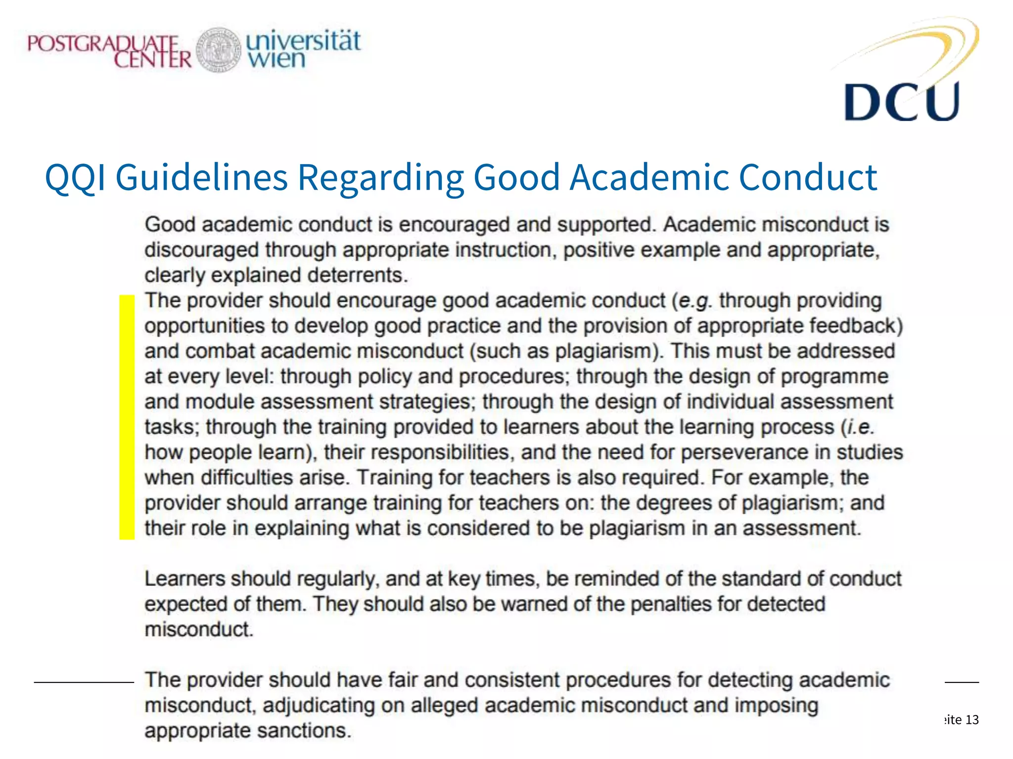 INTEGRITY Policy Presentations - DCU presentation.ppt | Undergraduate ...