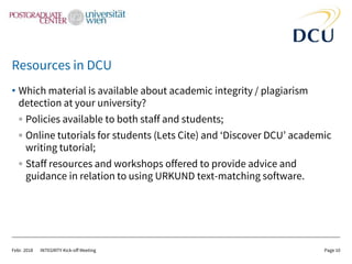 INTEGRITY Policy Presentations - DCU presentation.ppt | Undergraduate ...