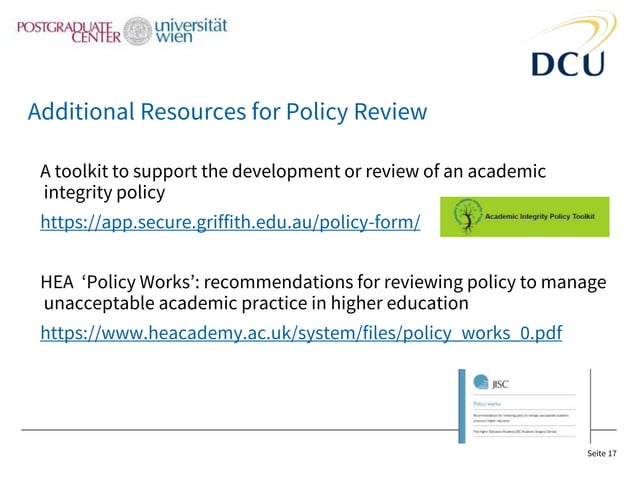 INTEGRITY Policy Presentations - DCU presentation.ppt