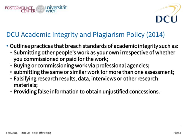 INTEGRITY Policy Presentations - DCU presentation.ppt