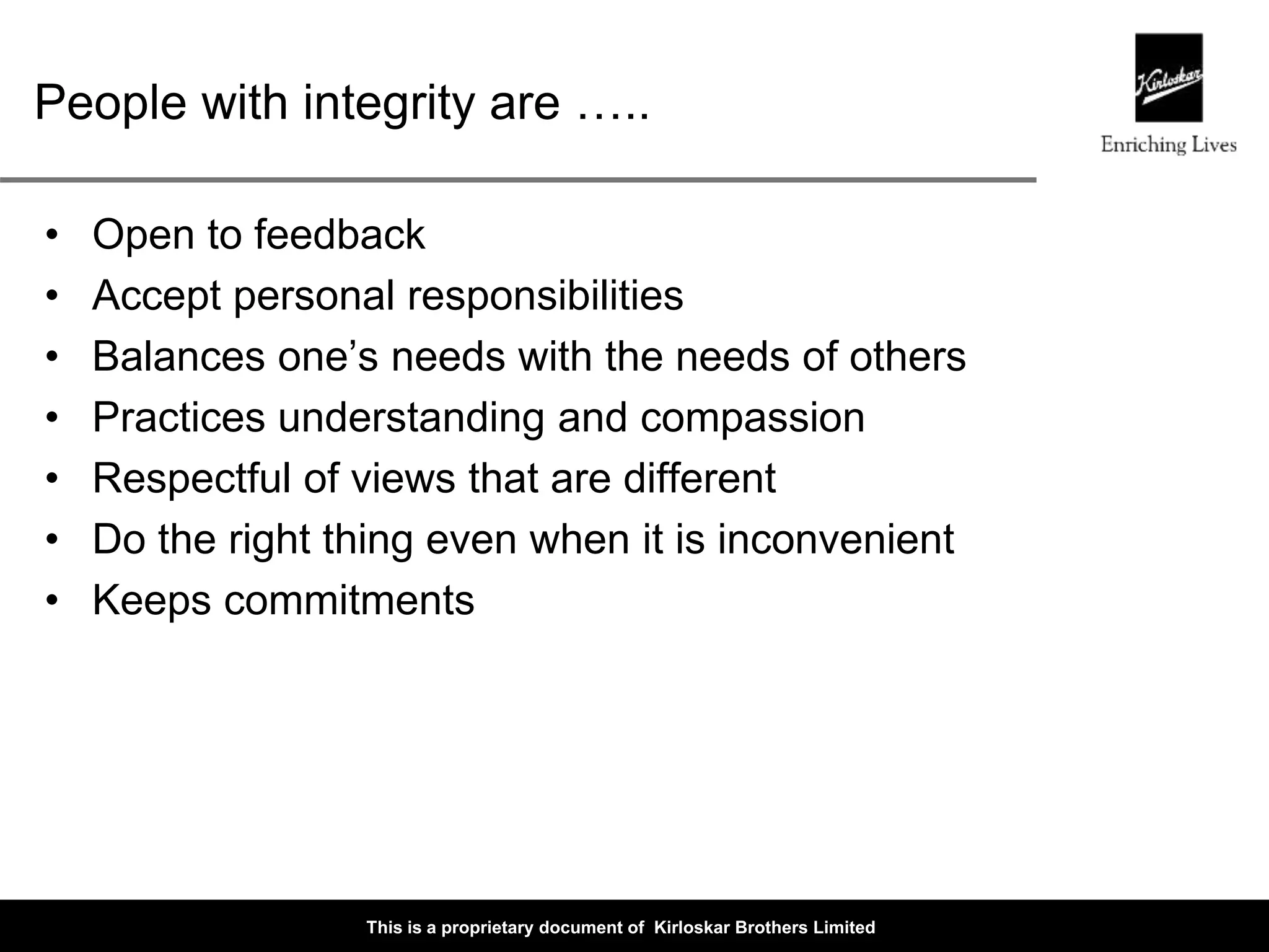 A presentation on Integrity and Human Values in Business | PPTX