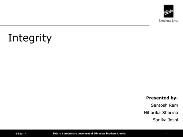A presentation on Integrity and Human Values in Business | PPT