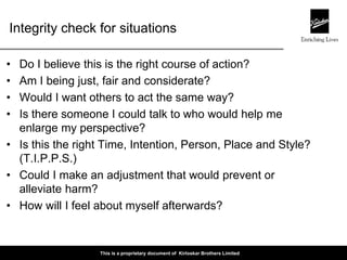 A presentation on Integrity and Human Values in Business | PPT