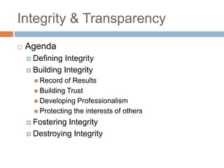 Integrity and transparency | PPTX