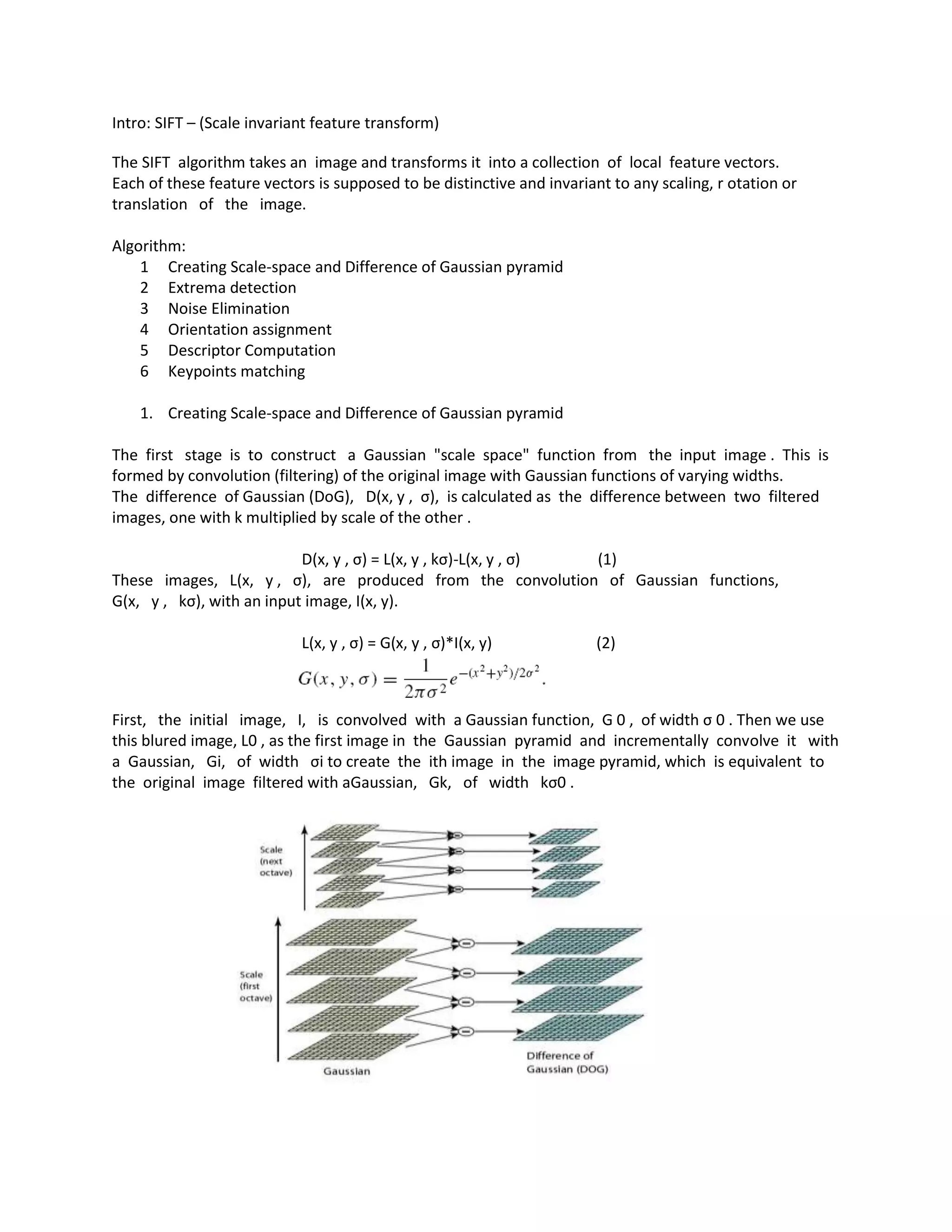 Scale Invariant Feature Tranform | DOCX