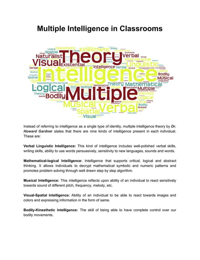 Existence of Multiple Intelligence in Classrooms | PDF