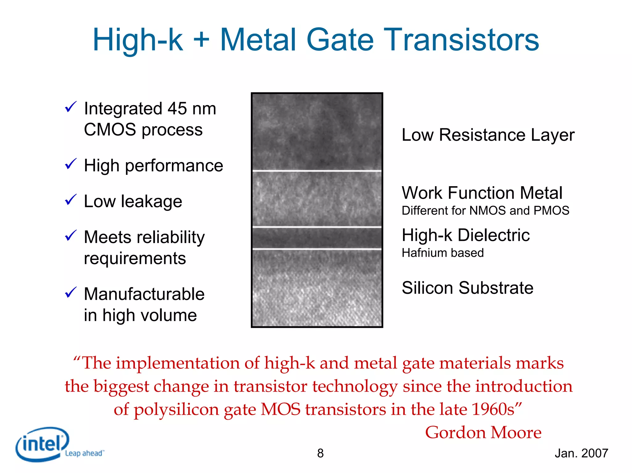 Intel 45nm high-k metal-gate press release | PDF