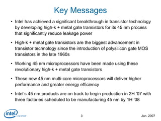 Intel 45nm high-k metal-gate press release | PDF
