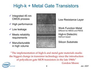 Intel 45nm high-k metal-gate press release | PDF