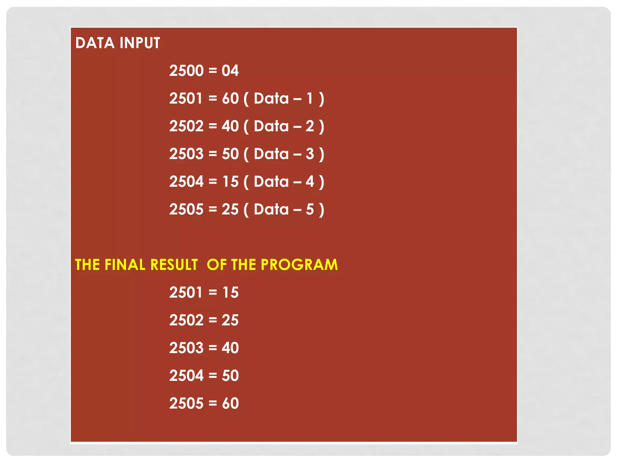 Intel 8085 Arrange An Array Of Data In Ascending Order Ppt