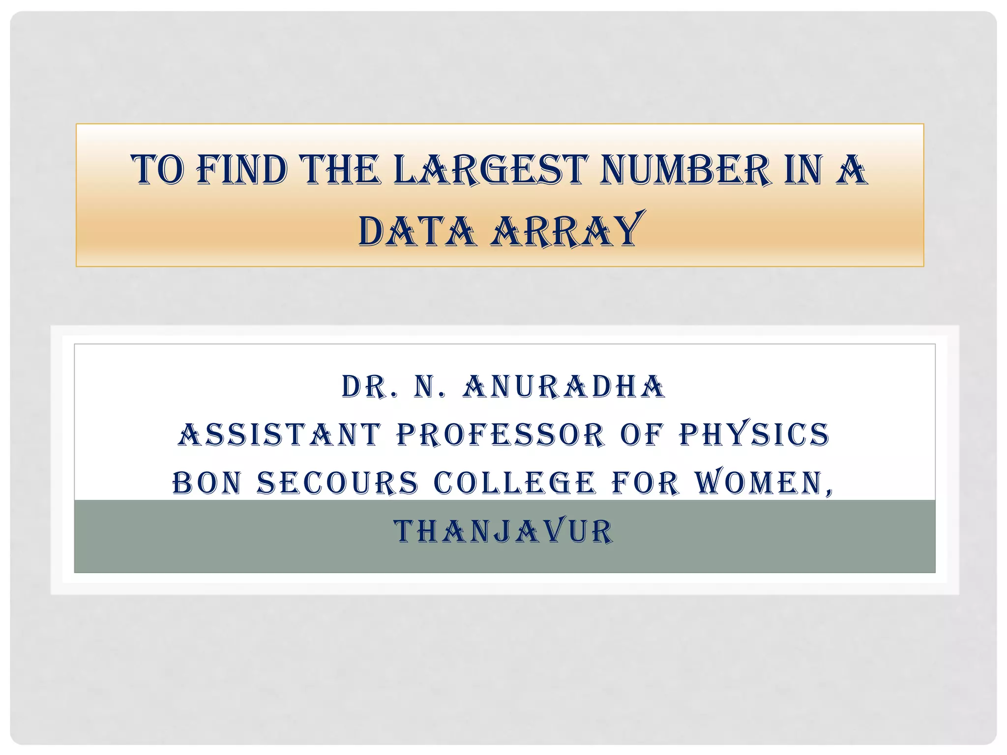 Intel 8085 largest number in a data array | PPT Intel 8085 largest number in a data array | PPT
