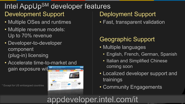 Intel AppUp Webinar Italiano General Information | PPTX | Shareware and ...