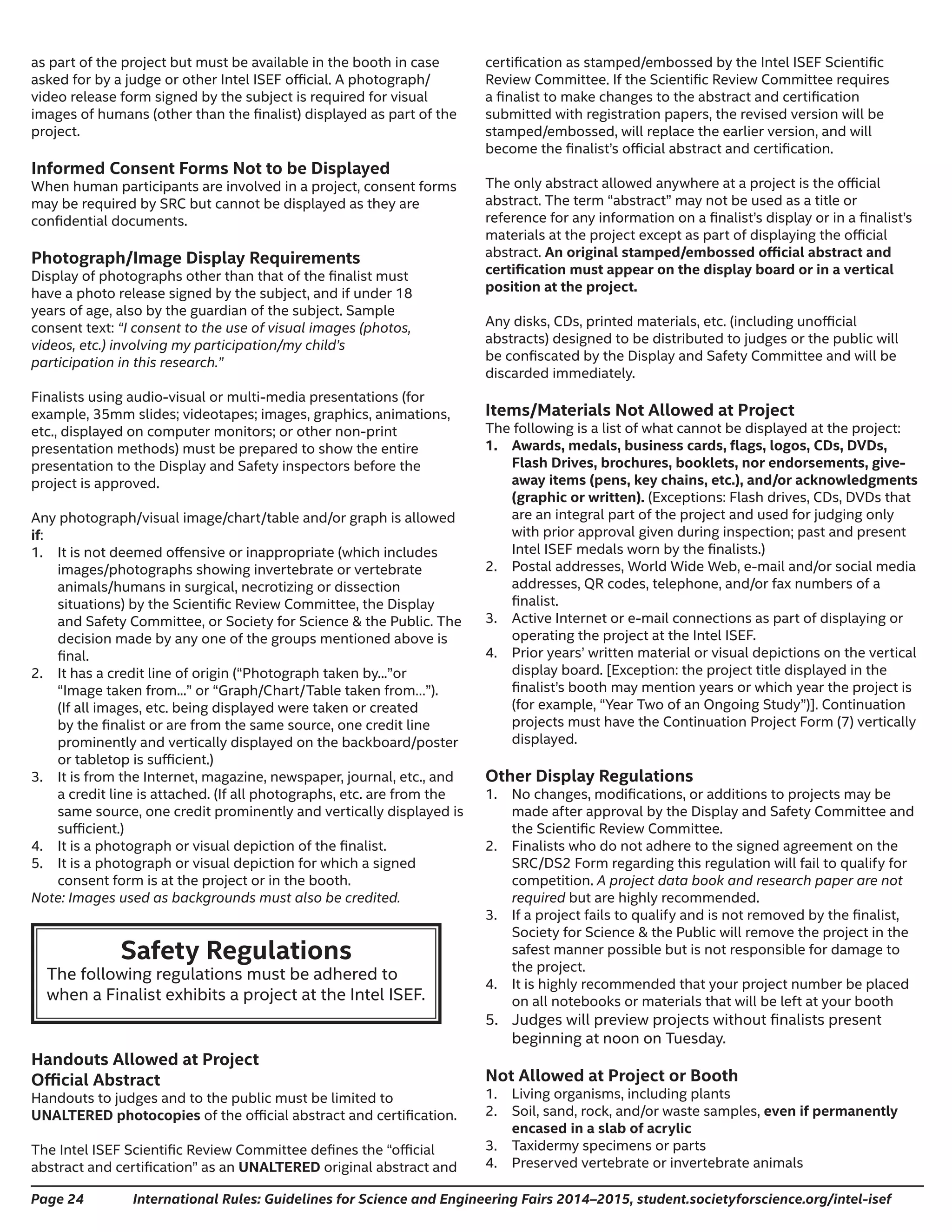 Intel isef-intl-rules-and-guidelines-2015-final-v1-7-2015 with-forms | PDF