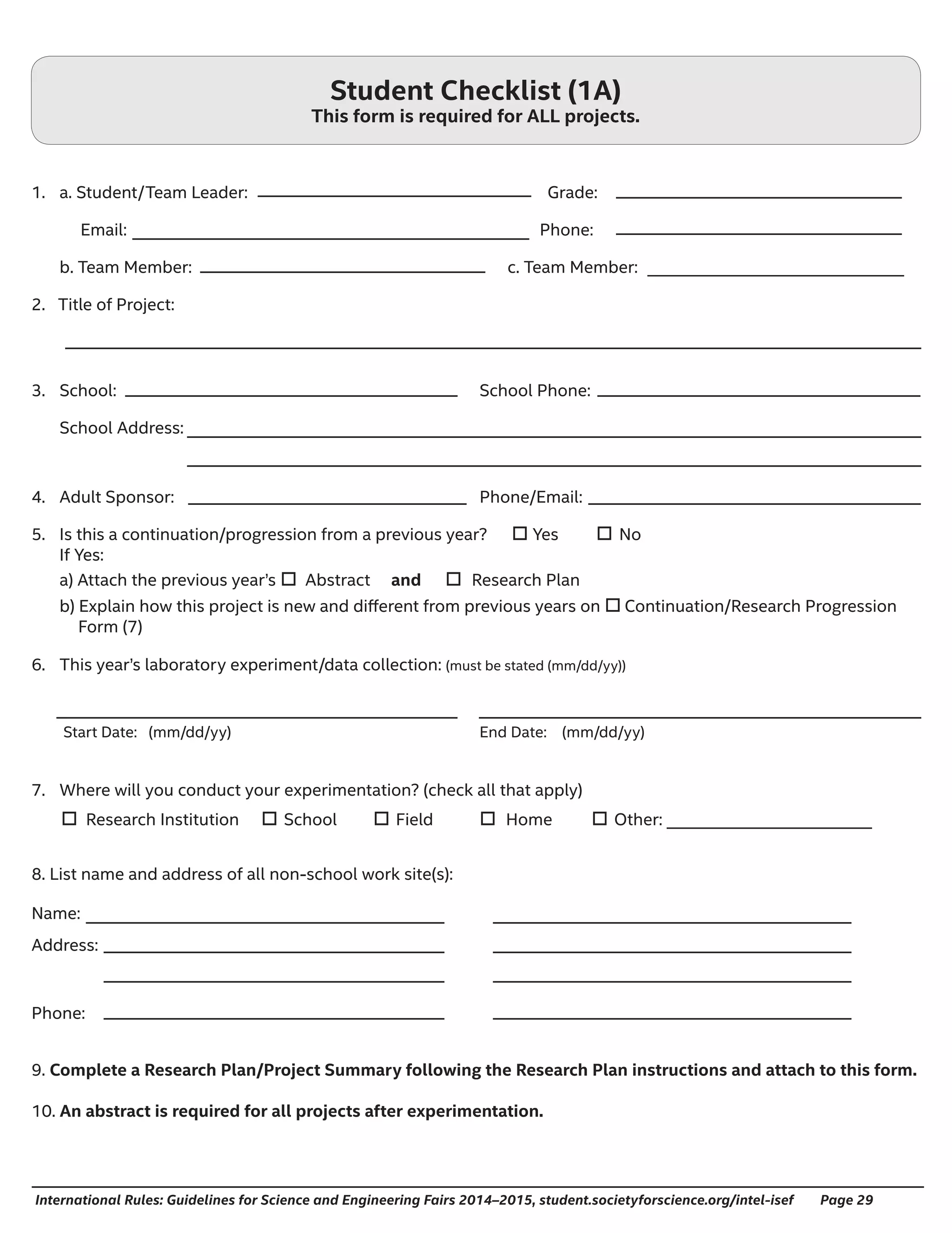 Intel isef-intl-rules-and-guidelines-2015-final-v1-7-2015 with-forms | PDF
