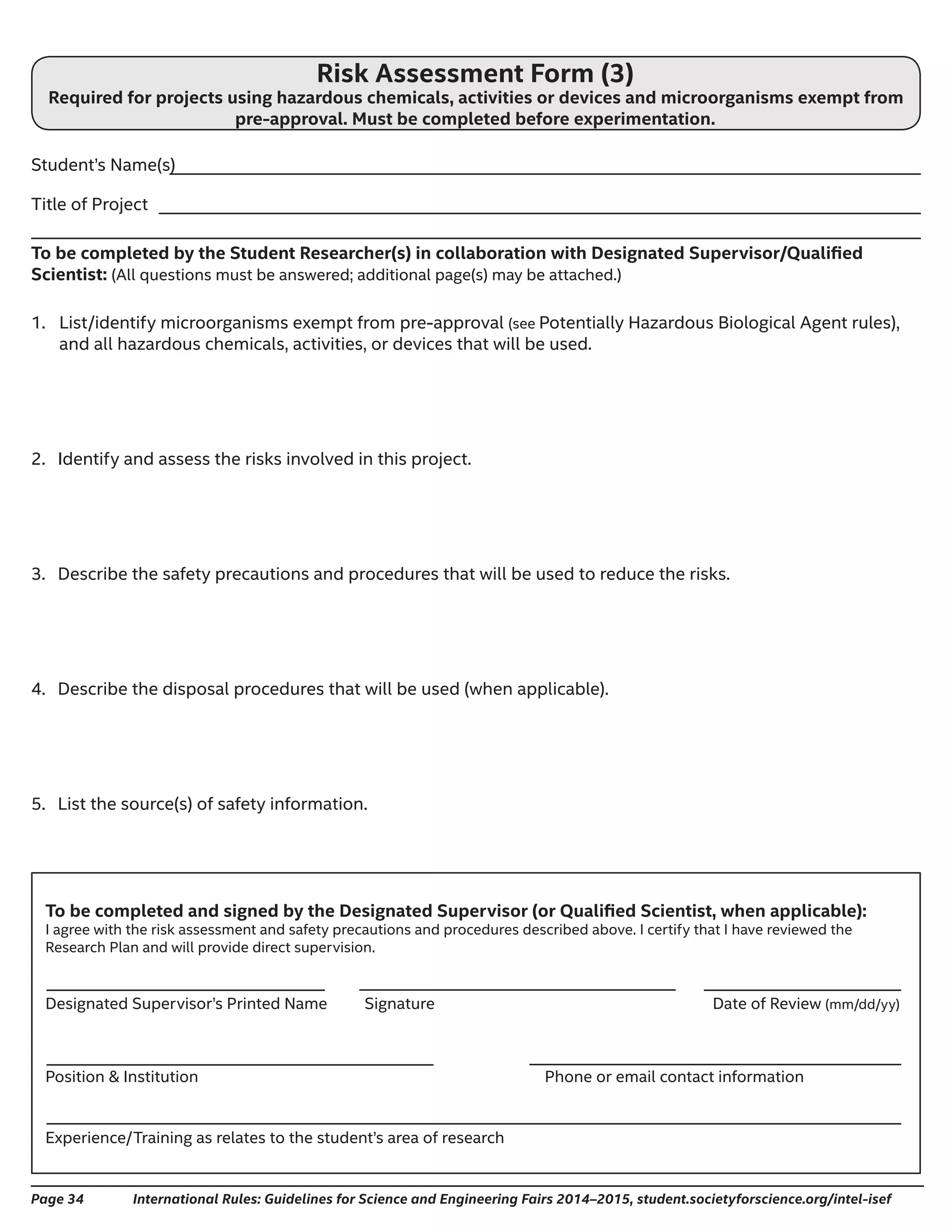Intel isef-intl-rules-and-guidelines-2015-final-v1-7-2015 with-forms | PDF