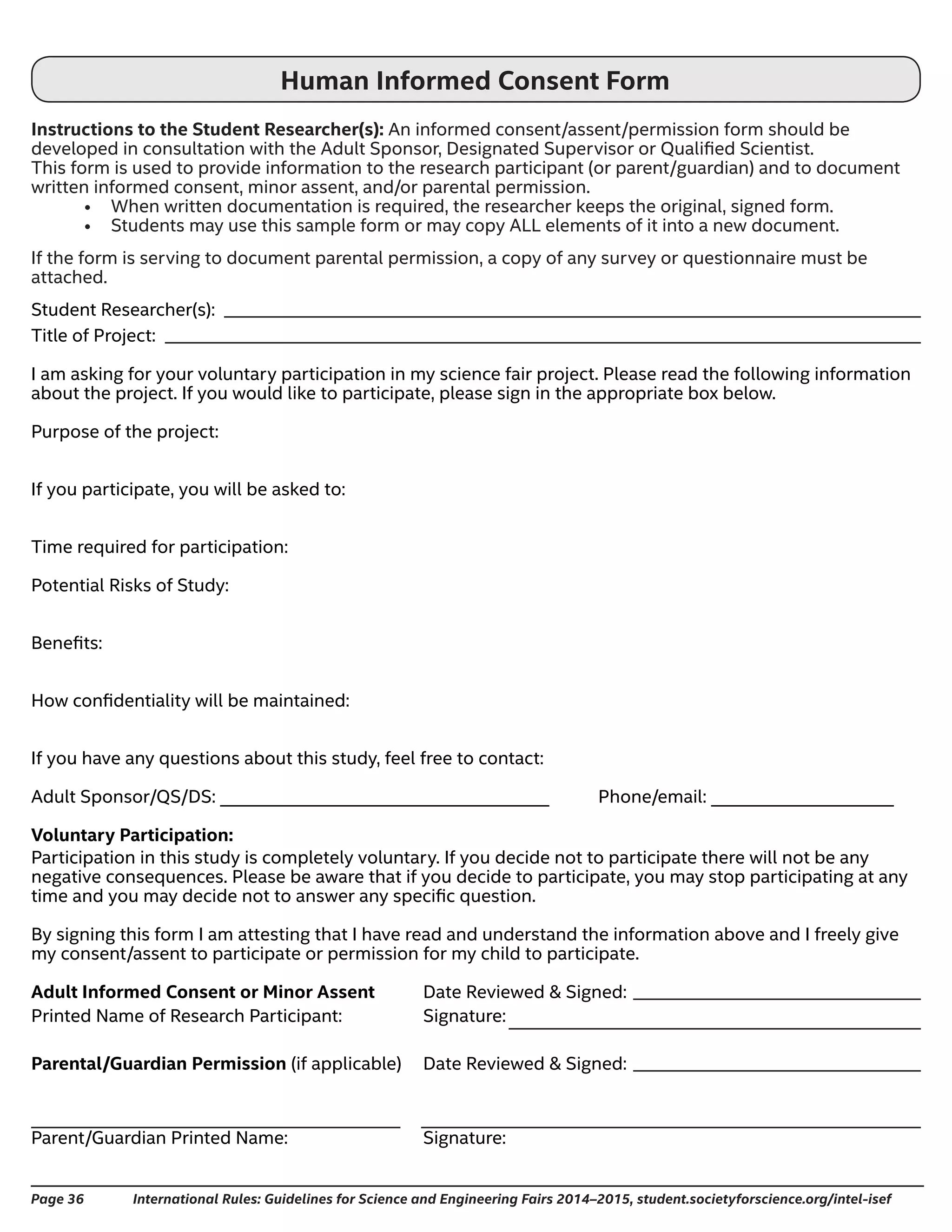 Intel isef-intl-rules-and-guidelines-2015-final-v1-7-2015 with-forms | PDF