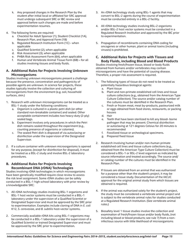 Intel isef-intl-rules-and-guidelines-2015-final-v1-7-2015 with-forms | PDF