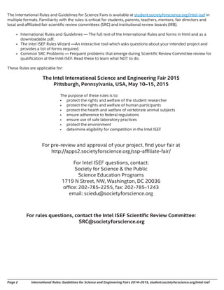 Intel isef-intl-rules-and-guidelines-2015-final-v1-7-2015 with-forms | PDF