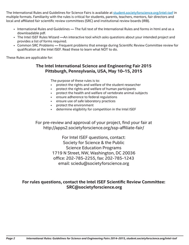 Intel isef-intl-rules-and-guidelines-2015-final-v1-7-2015 with-forms | PDF