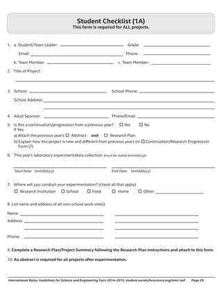 Intel isef-intl-rules-and-guidelines-2015-final-v1-7-2015 with-forms | PDF