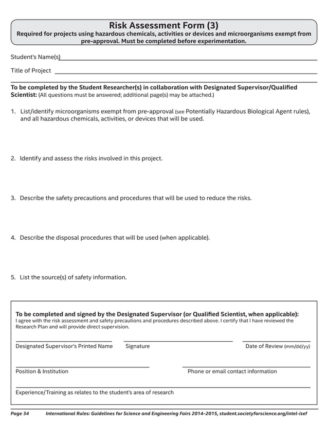 Intel isef-intl-rules-and-guidelines-2015-final-v1-7-2015 with-forms | PDF