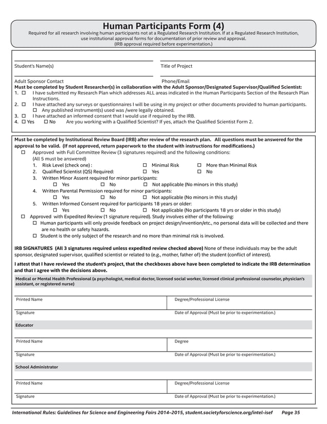 Intel isef-intl-rules-and-guidelines-2015-final-v1-7-2015 with-forms | PDF