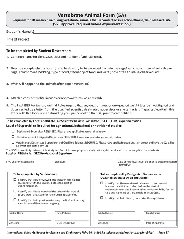 Intel isef-intl-rules-and-guidelines-2015-final-v1-7-2015 with-forms | PDF