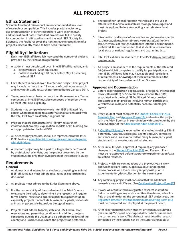 Intel isef-intl-rules-and-guidelines-2015-final-v1-7-2015 with-forms | PDF