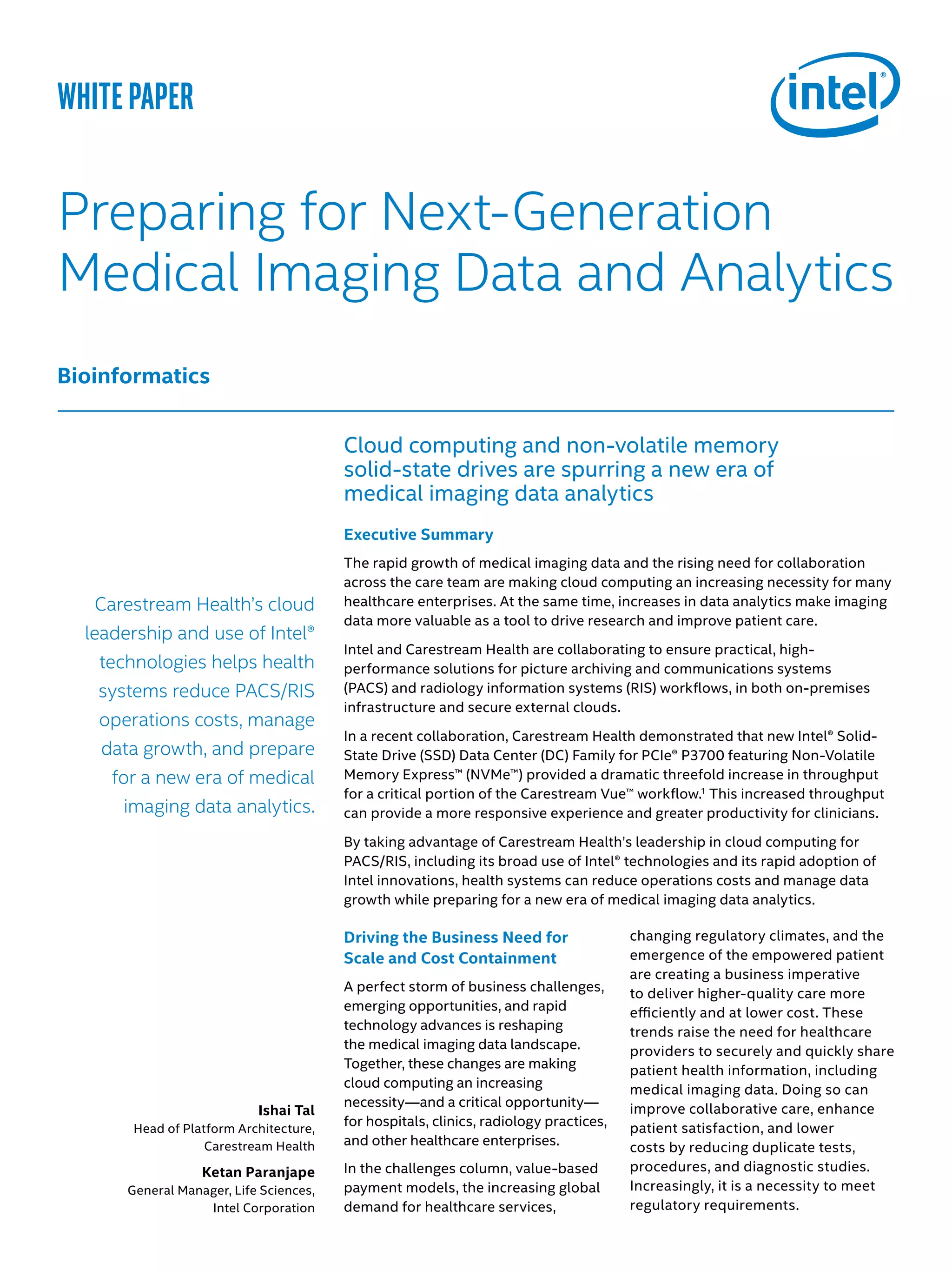 Intel next-generation-medical-imaging-data-and-analytics | PDF | Cloud ...