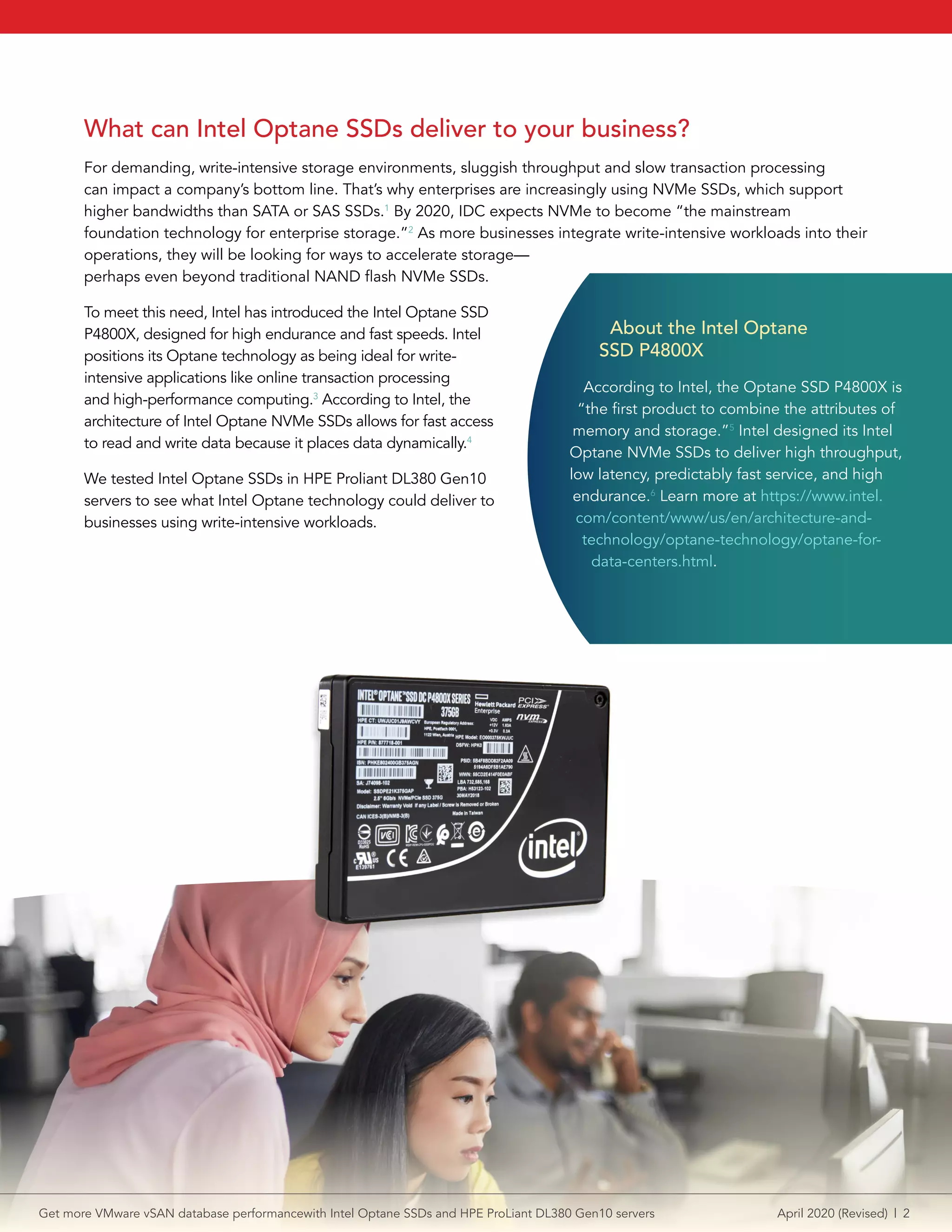 Get more VMware vSAN database performance with Intel Optane SSDs and HPE ProLiant DL380 servers ...