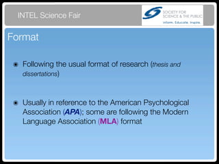Intel Science Fair | PPT