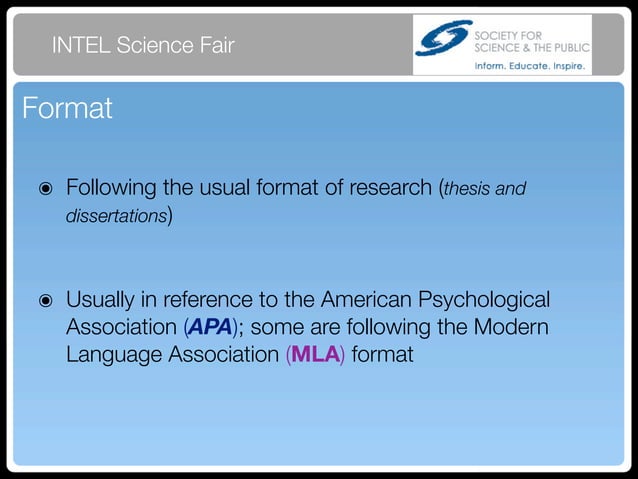 Intel Science Fair | PPT