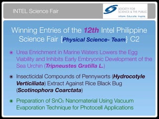 Intel Science Fair | PPT