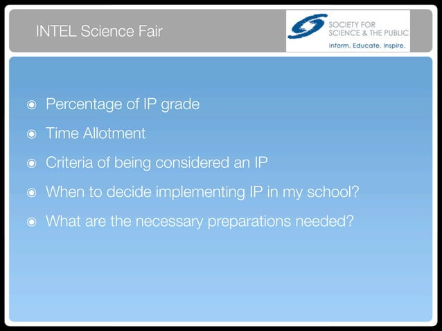 Intel Science Fair | PPT