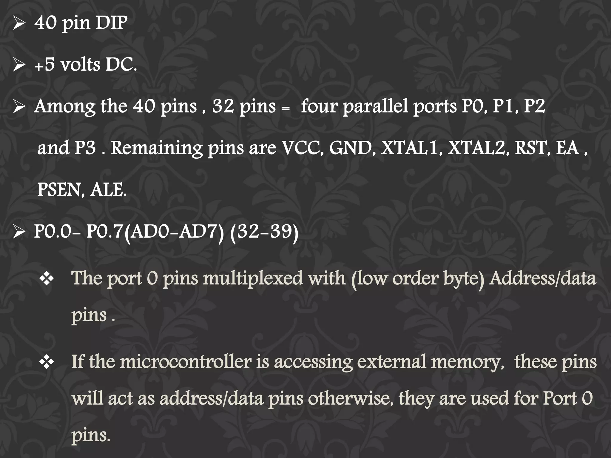 Intel 8051 - pin description | PDF