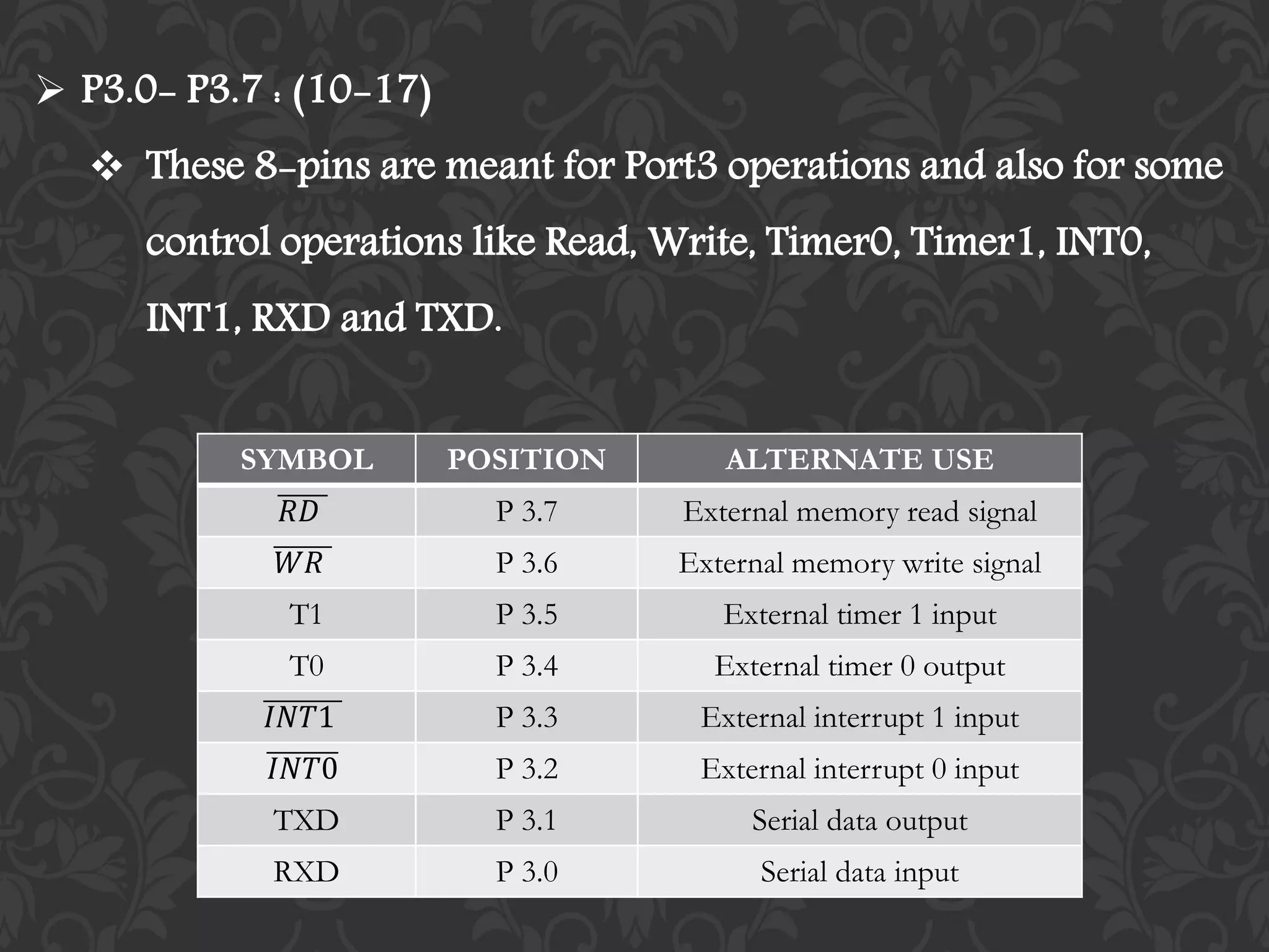 Intel 8051 - pin description | PDF