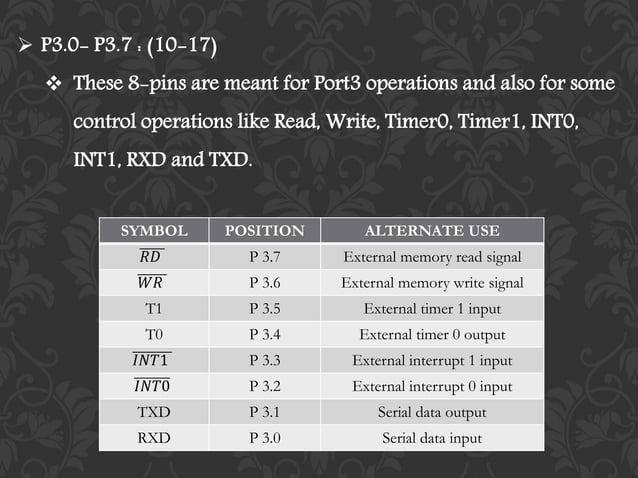 Intel 8051 - pin description | PDF