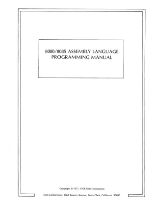 Intel 8080 8085 assembly language programming 1977 intel | PDF