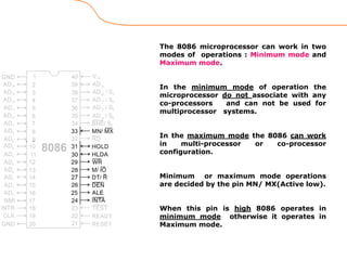 Intel 8086 internal architecture & pin diagram | PPTX