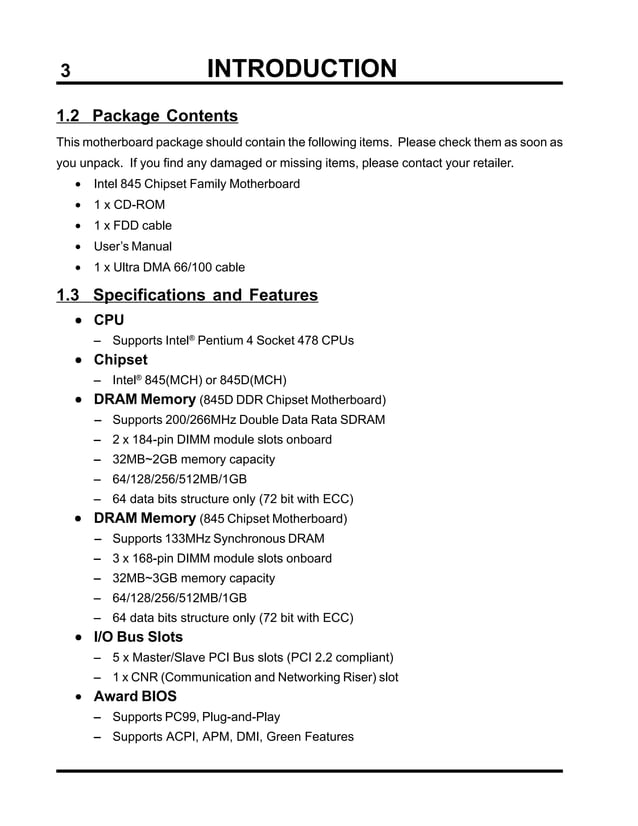 Intel 845 chipset family | PDF