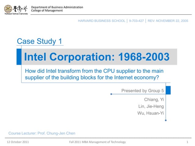 Case Study: Intel Corporation 1968-2003 | PDF | Computing | Technology & Computing