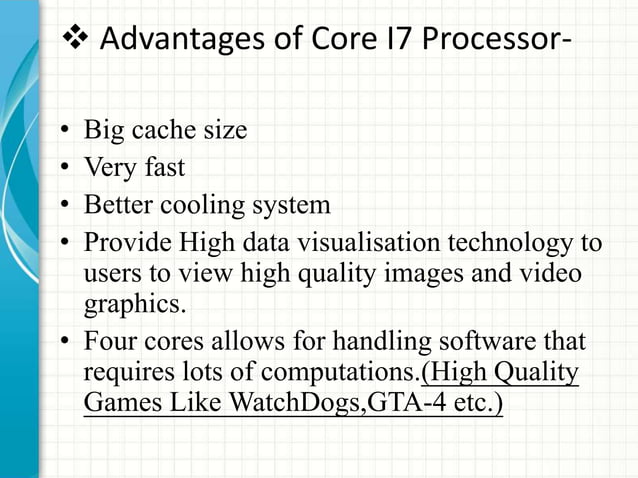Intel core i7 processor | PPTX | Computing | Technology & Computing