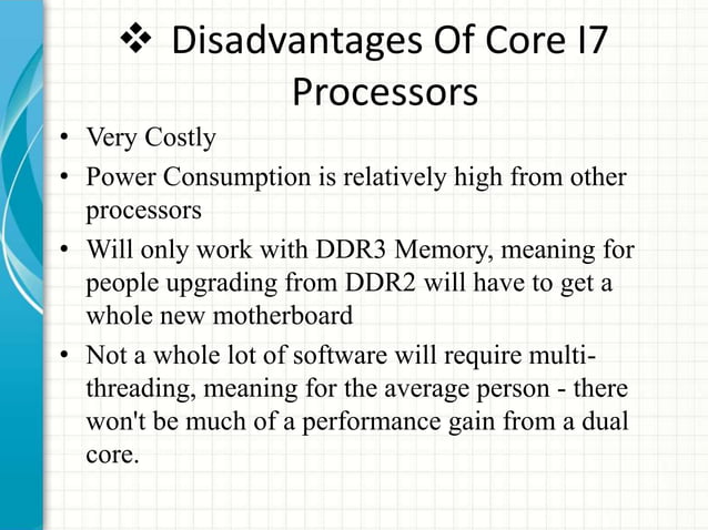 Intel core i7 processor | PPTX | Computing | Technology & Computing
