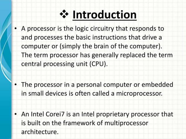 Intel core i7 processor | PPTX | Computing | Technology & Computing