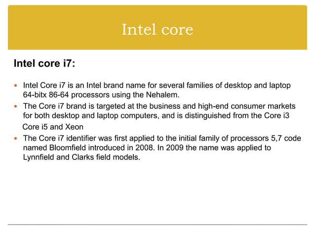 Intel core presentation mnk | PPTX | Laptops | Computing