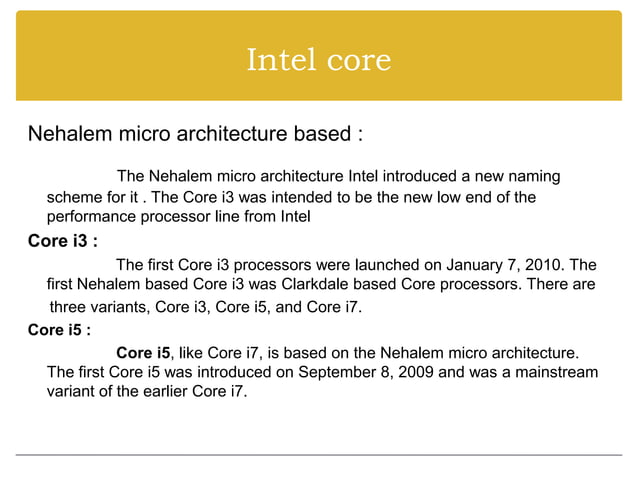 Intel core presentation mnk | PPTX | Laptops | Computing