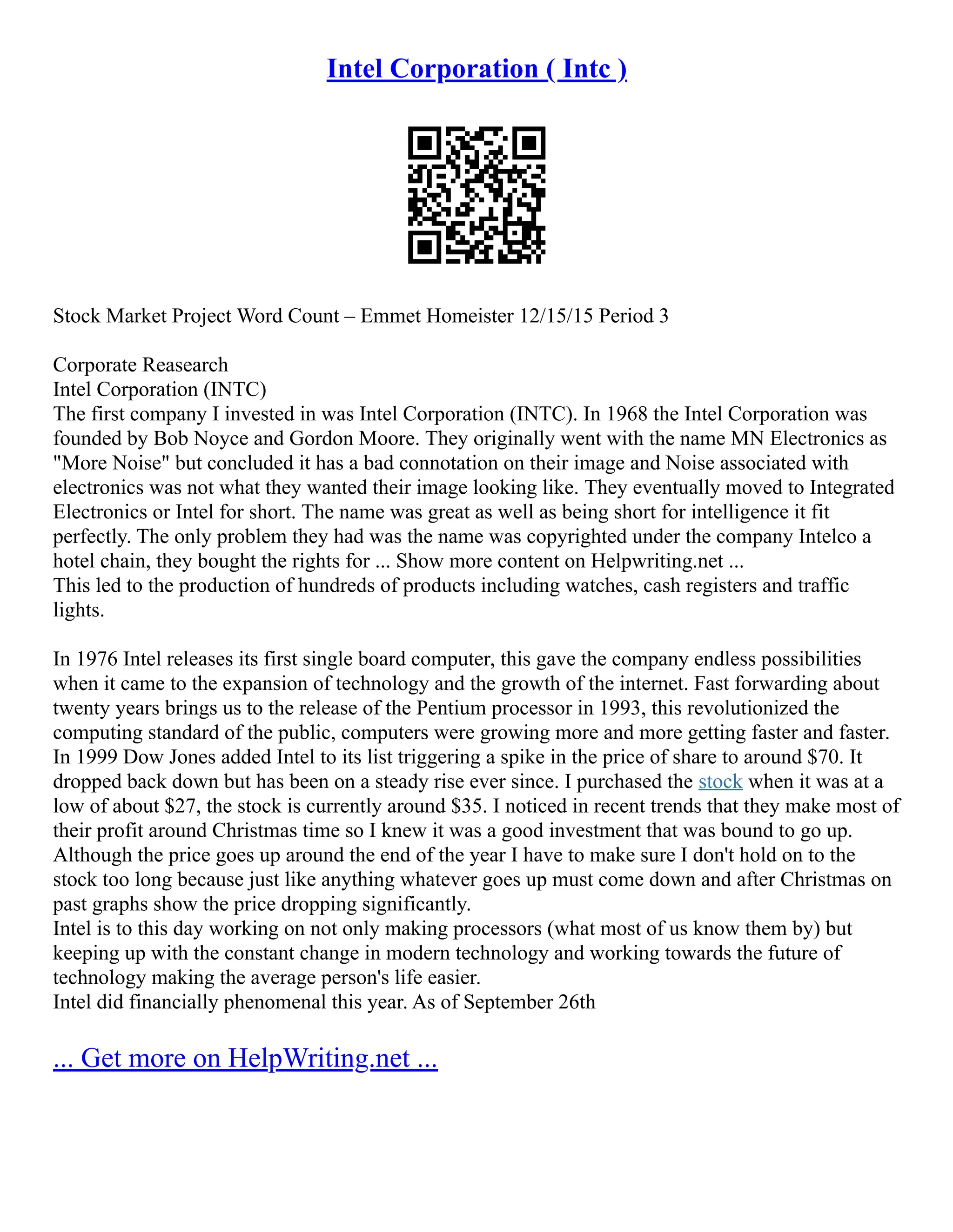 Intel Corporation ( Intc ) | PDF