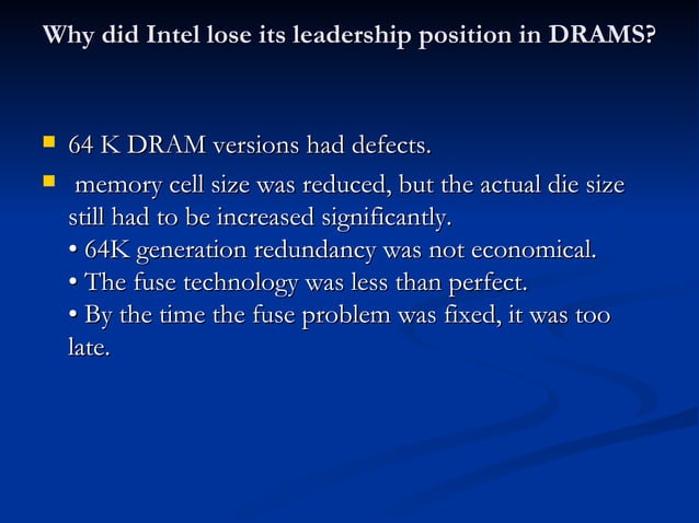 Intel dram case study presentation | PPT
