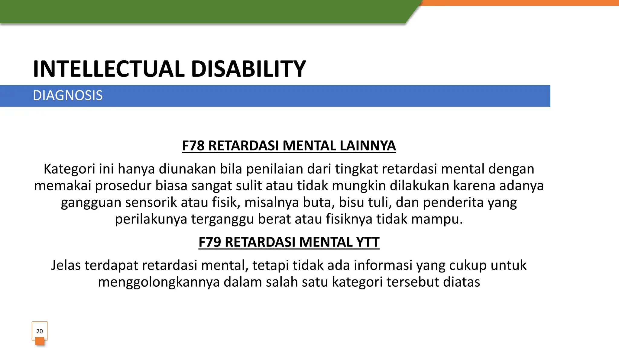 Intellectual Disability Diagnosis, Etiologiy, Treatment Plan | PPTX