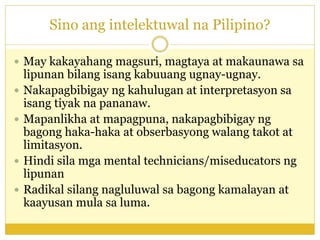 Intelektwalismo at wika tungong edukasyong kritikal, intelektwal at ...